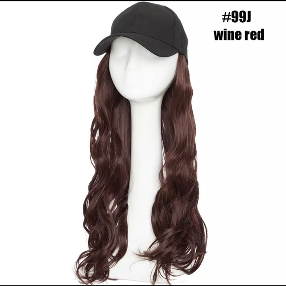 Amy Rey | Accessories | Wine Red 99j Wavy 6 Wig Baseball Cap Hair Piece ...